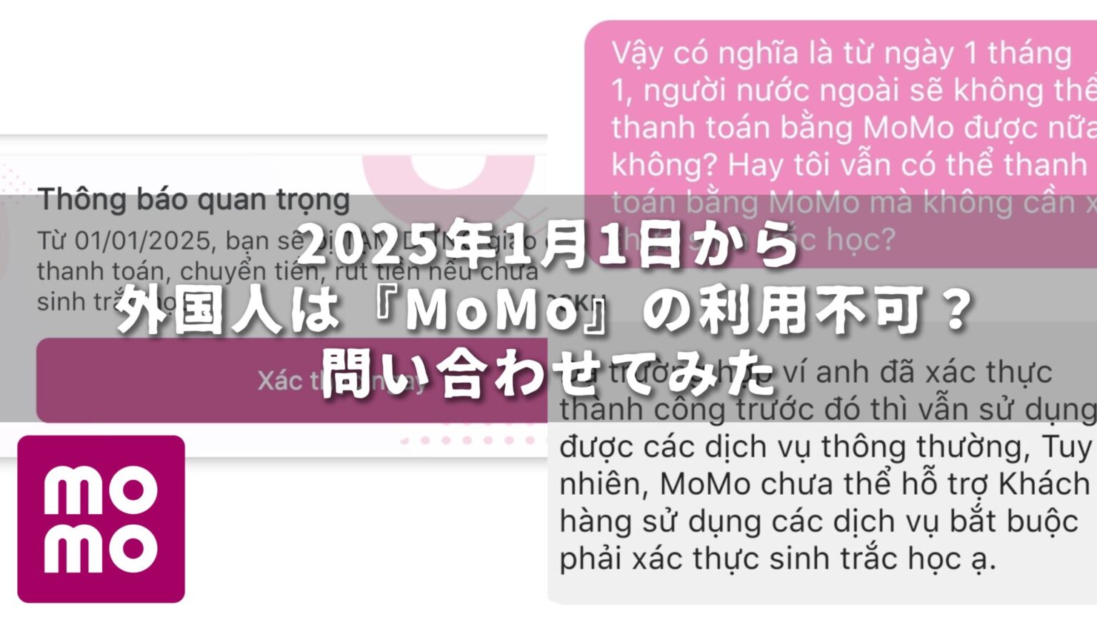2025年1月から外国人は「MoMo」を利用できなくなる…のか？ | 月曜日のバインミー